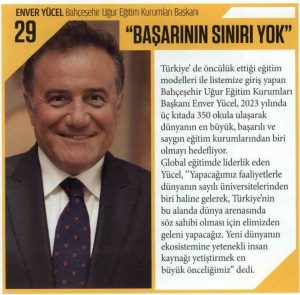 Enver Yucel was selected as the ‘Leader Directing the Education System ...